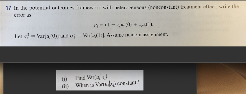 Solved 17 In the potential outcomes framework with | Chegg.com