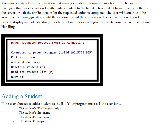You must create a Python application that manages | Chegg.com