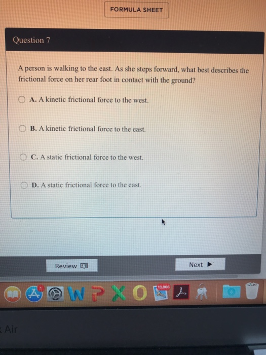 Solved FORMULA SHEET Question 7 A person is walking to the | Chegg.com