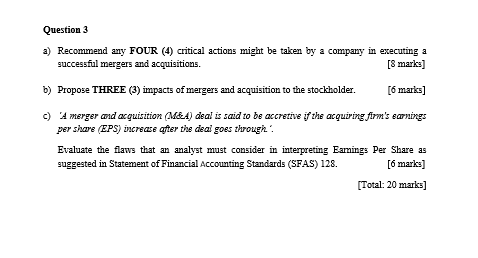 Solved Question 3 a) Recommend any FOUR (4) critical actions | Chegg.com