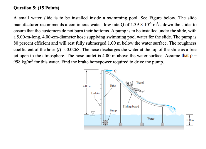 Solved Question 5: (15 Points) A small water slide is to be | Chegg.com