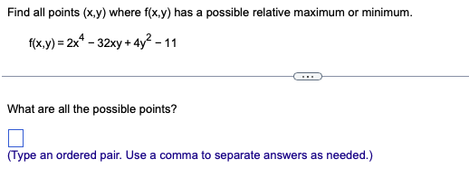 Solved Find the values of x and y that minimize 8x−xy+6y2 | Chegg.com