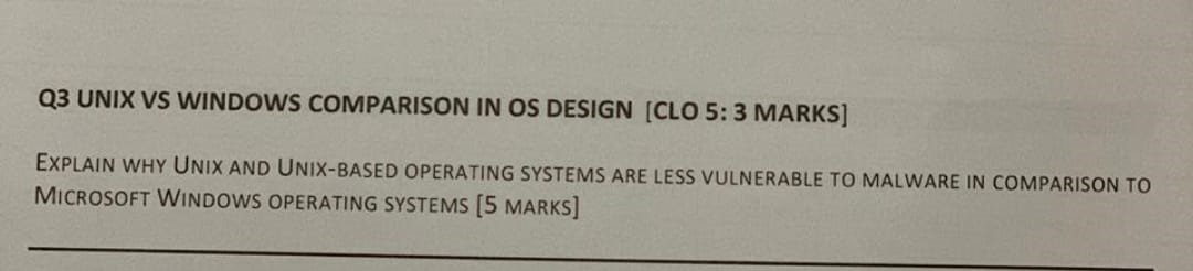 Solved Q3 UNIX VS WINDOWS COMPARISON IN OS DESIGN (CLO 5:3 | Chegg.com