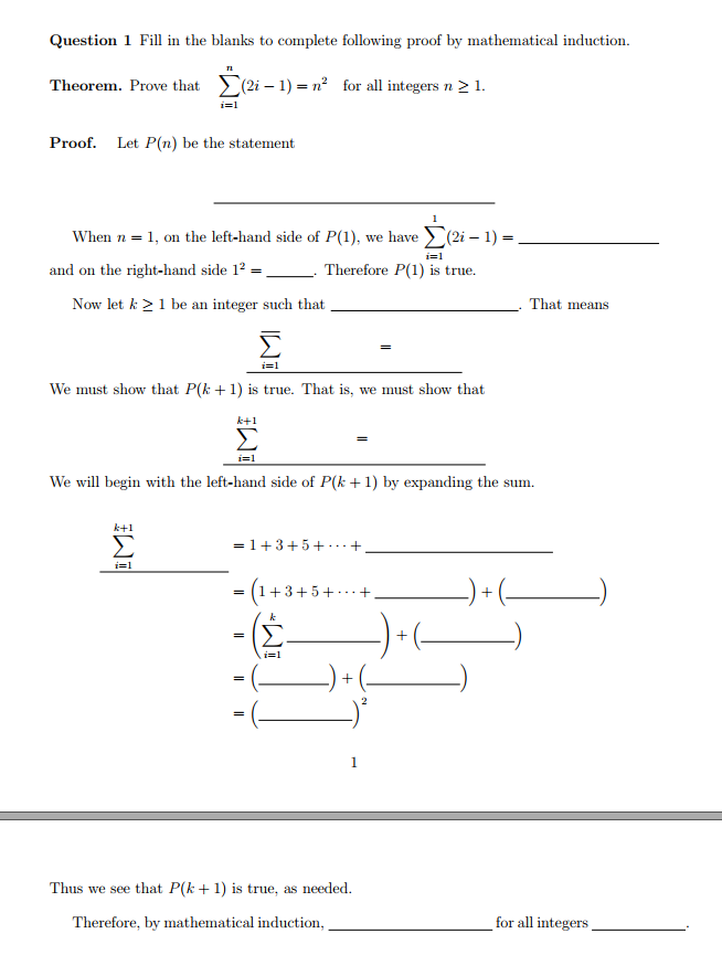 Solved Question 1 Fill in the blanks to complete following | Chegg.com
