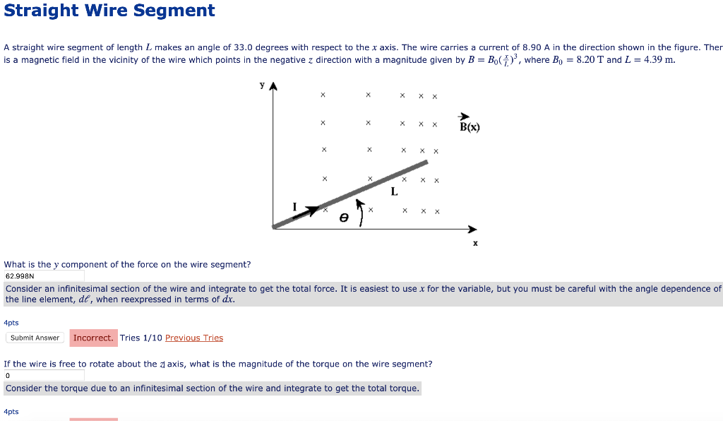 Solved Straight Wire Segment A straight wire segment of | Chegg.com