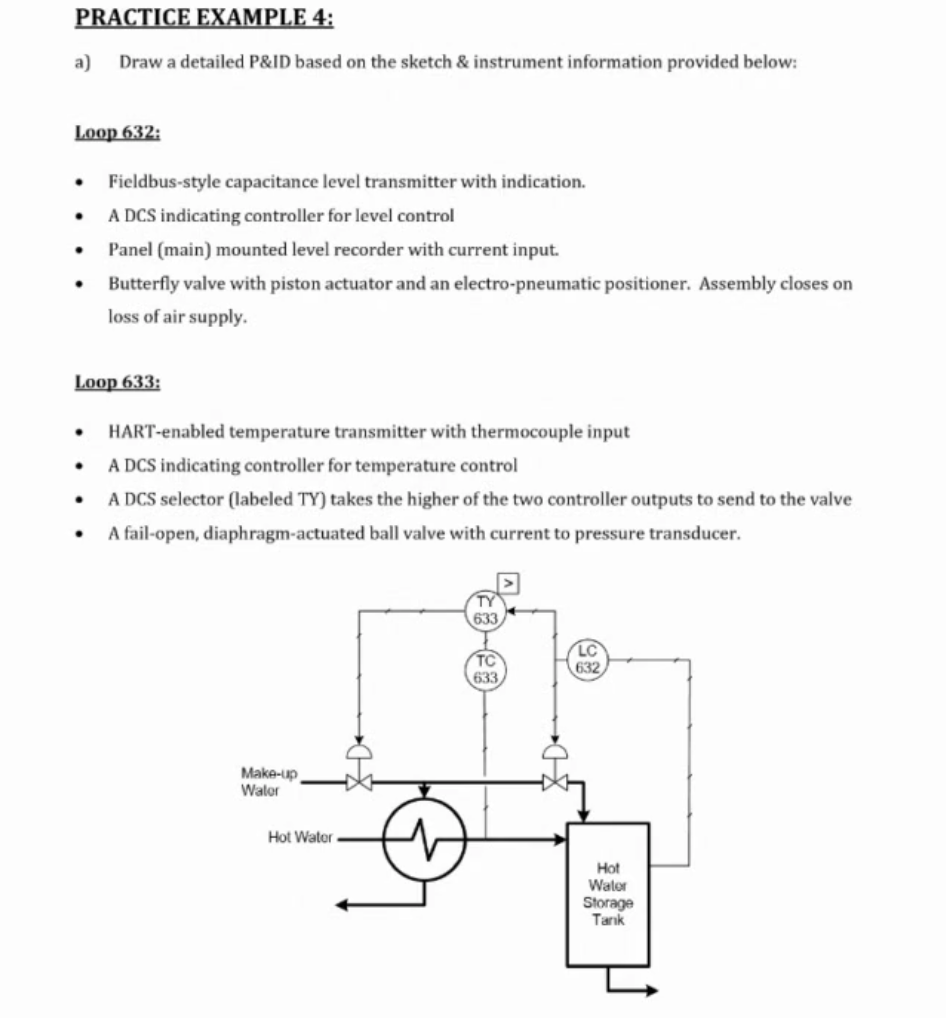 PRACTICE EXAMPLE 4: a) Draw a detailed P&ID based on | Chegg.com