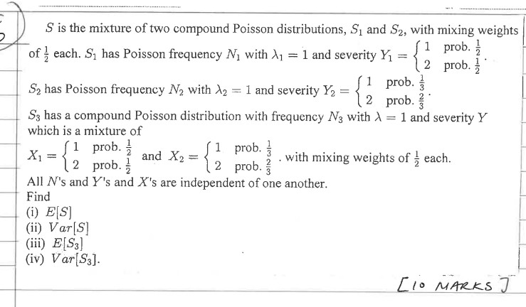 Solved S is the mixture of two compound Poisson | Chegg.com