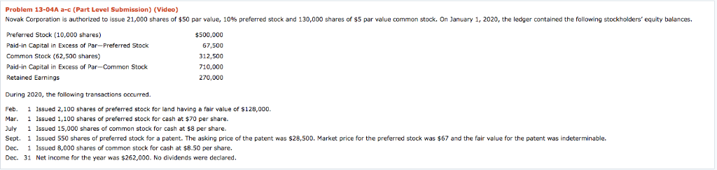 Solved Problem 13-04A a-c (Part Level Submission) (Video) | Chegg.com