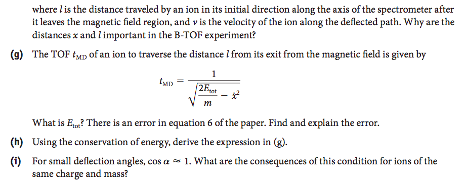 Solved Lezius has described a B-TOF mass spectrometer, | Chegg.com