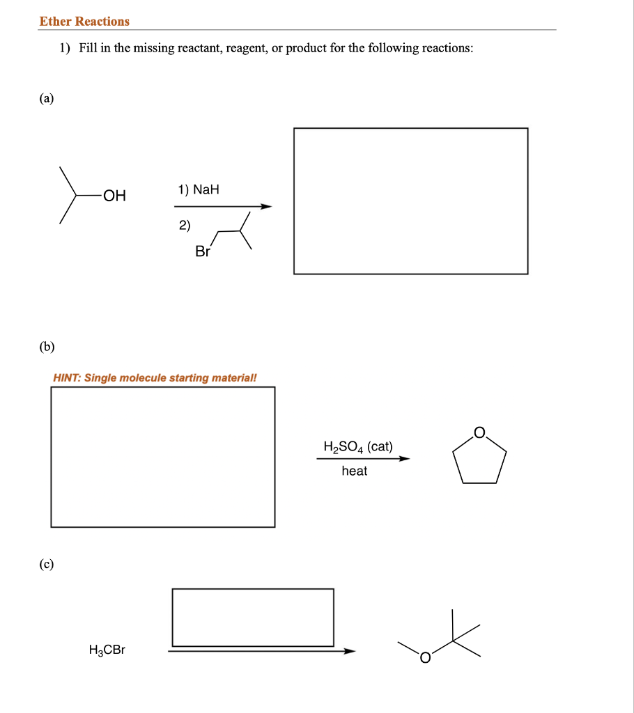 Solved 1) Fill in the missing reactant, reagent, or product | Chegg.com