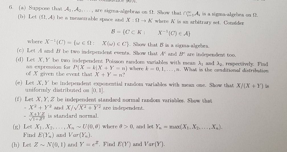 Solved DU "011 Comece 90%. 6. (a) Suppose that A1, A2, ..., | Chegg.com