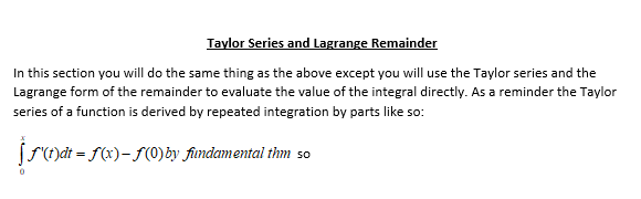 Solved Taylor Series and Lagrange Remainder In this section | Chegg.com