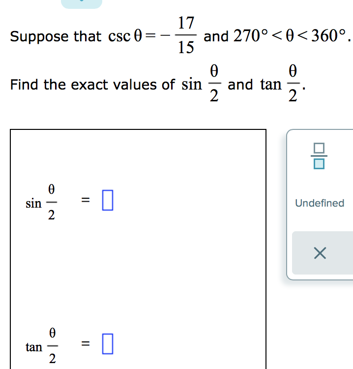 Solved Suppose that csc 17 15 and 270º
