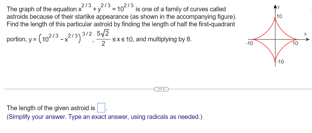 Solved The graph of the equation x2/3+y2/3=102/3 is one of a | Chegg.com