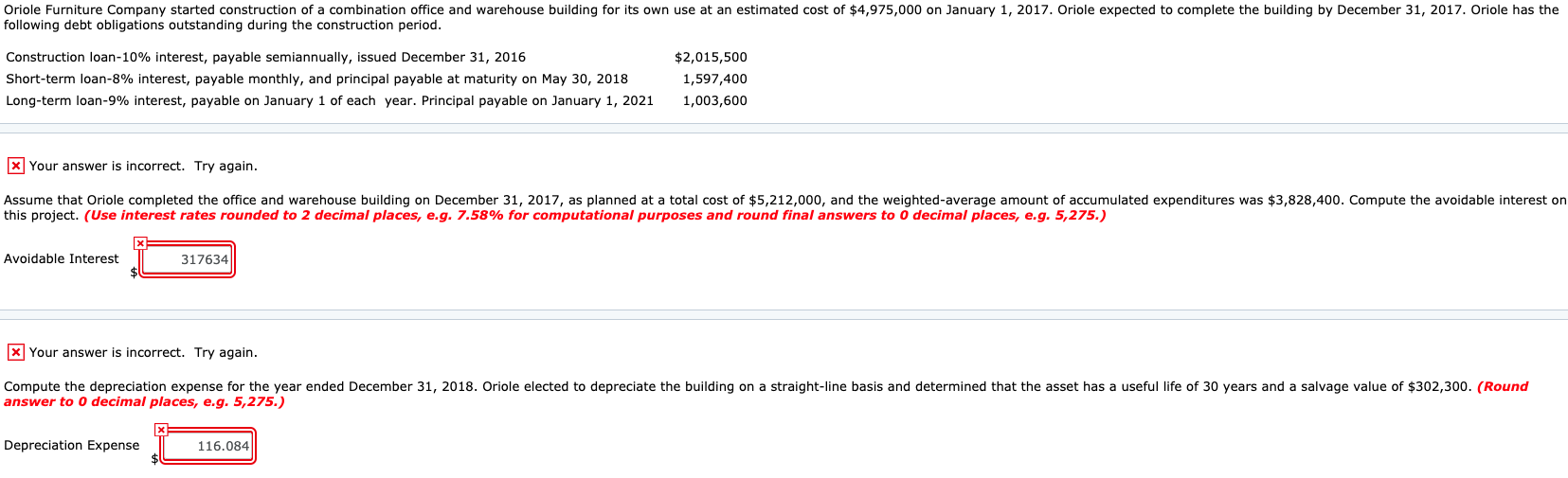 Solved Oriole Furniture Company started construction of a | Chegg.com