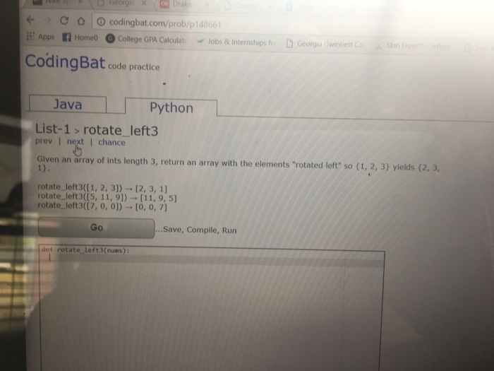 Solved Nike x Georgi e codingbat.com/prob/p113659 Apps Homeo | Chegg.com