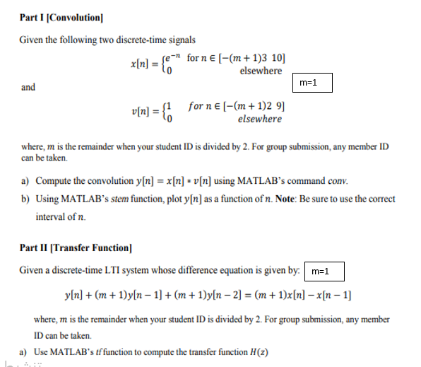 Solved Part I Convolution Given the following two | Chegg.com