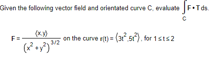 Solved Given the following vector field and orientated | Chegg.com