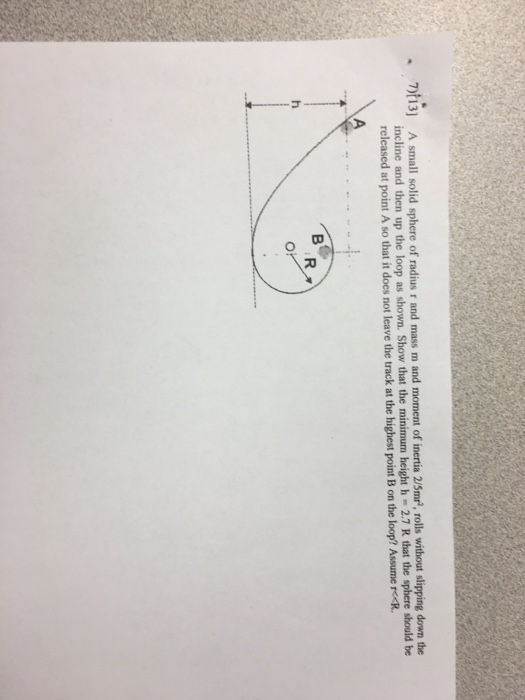 Solved f13] A small solid sphere of radius r and mass m and | Chegg.com