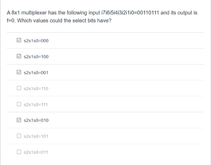 Solved A 8x1 multiplexer has the following input | Chegg.com