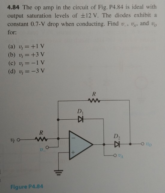 Solved 4.84 The op amp in the circuit of Fig. P4.84 is ideal | Chegg.com