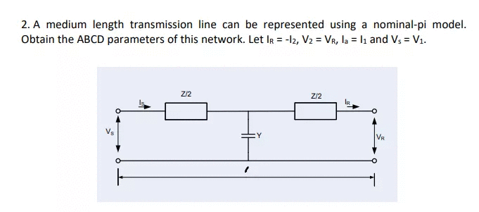Solved 2. A medium length transmission line can be | Chegg.com