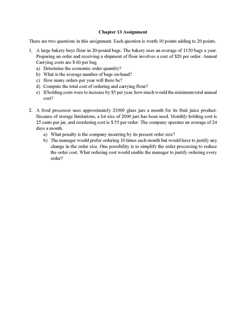 Solved Chapter 13 Assignment There Are Two Questions In This 2090