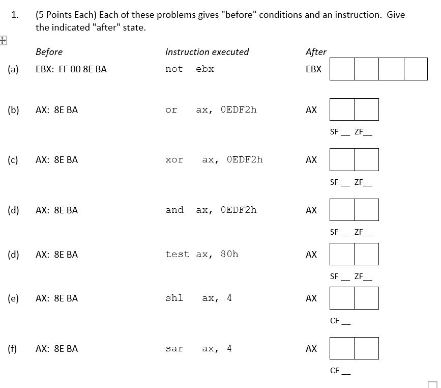 Solved (5 Points Each) Each of these problems gives "before" | Chegg.com