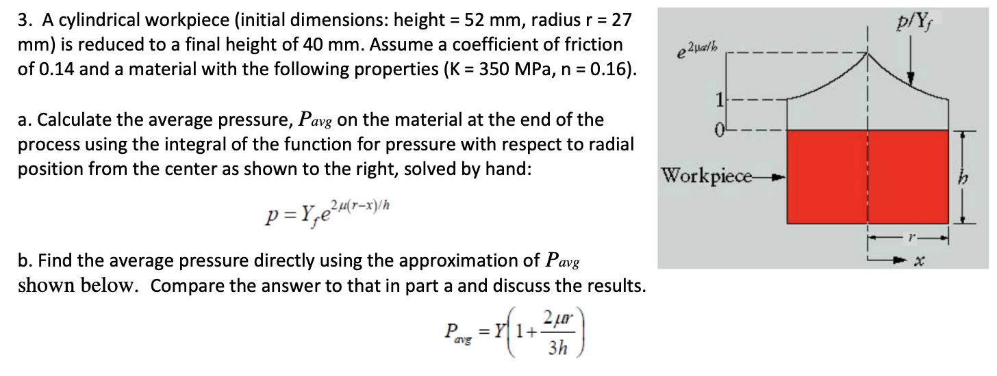 Solved 3. A cylindrical workpiece (initial dimensions: | Chegg.com