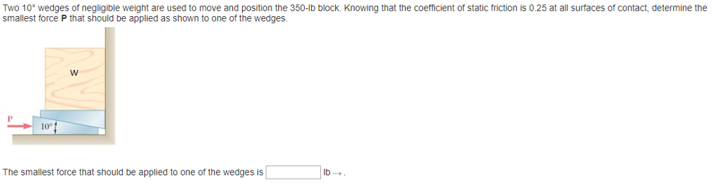Solved Two 10° wedges of negligible weight are used to move | Chegg.com