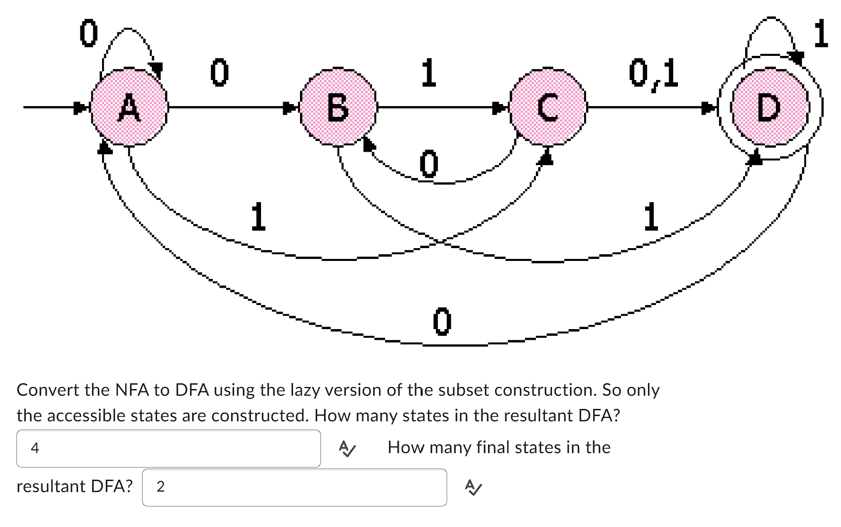 Solved Convert the NFA to DFA using the lazy version of the | Chegg.com