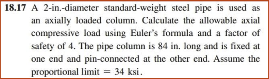 Solved Calculate the allowable axial compressive load using | Chegg.com