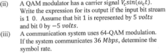 Solved A QAM modulator has a carrier signal Vcsin(ωct). | Chegg.com