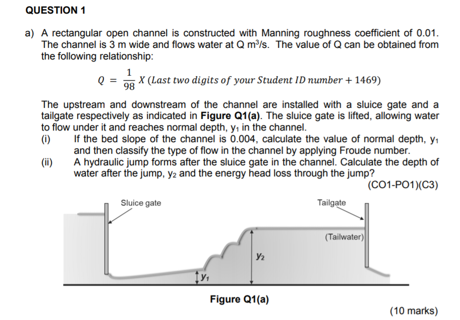 Solved QUESTION 1 a) A rectangular open channel is | Chegg.com
