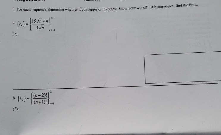 Solved 3. For each sequence, determine whether er it | Chegg.com