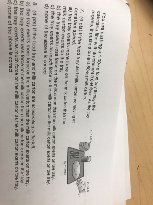 Solved You are pushing a 1.00-kg food tray through the | Chegg.com