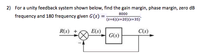 2) For a unity feedback system shown below, find the | Chegg.com