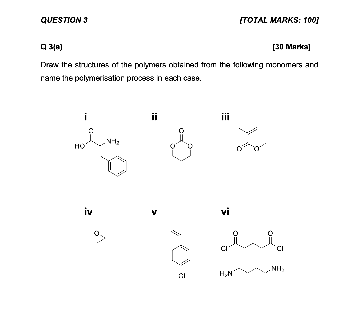 Q 3(a)Draw the structures of the polymers obtained | Chegg.com