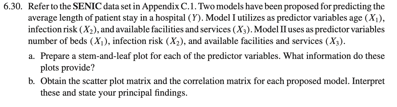 Solved 6.30. Refer to the SENIC data set in Appendix C.1. | Chegg.com