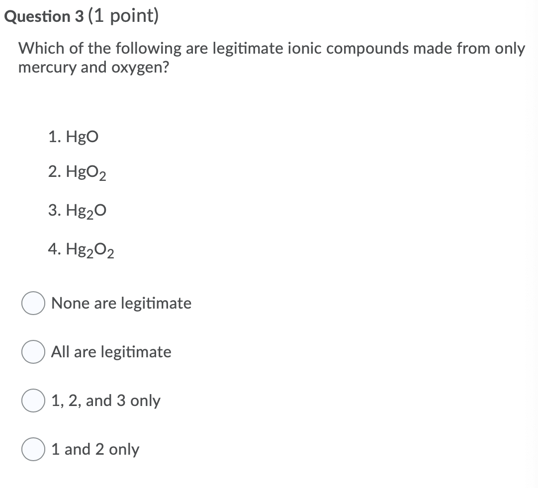 Solved Question 3 (1 point) Which of the following are | Chegg.com