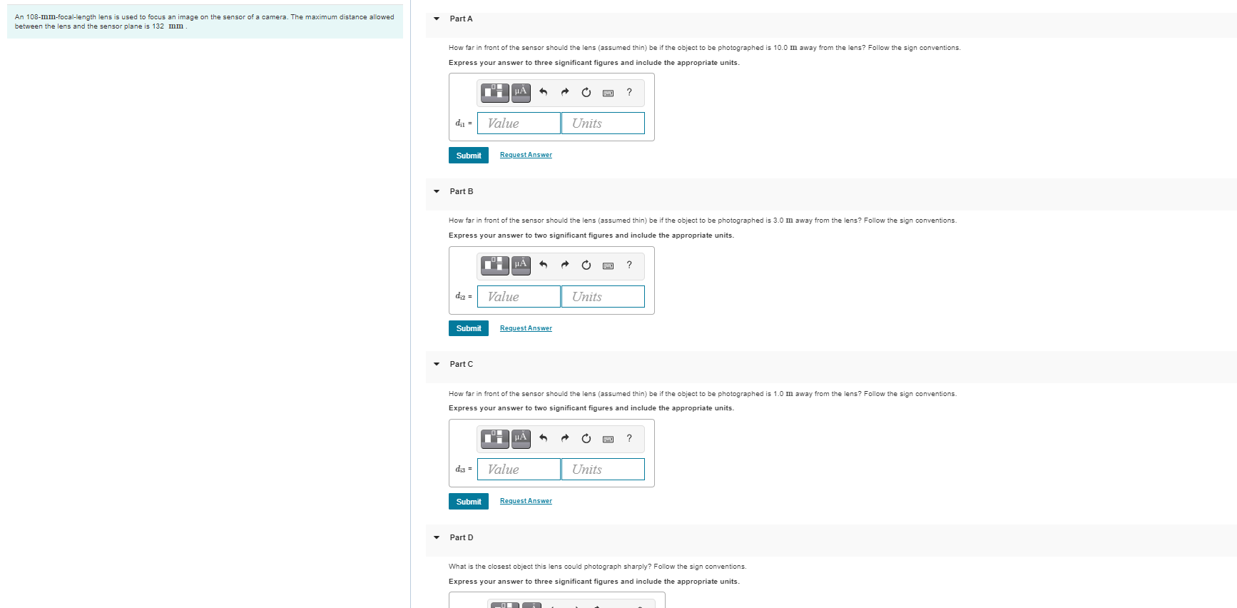 Solved An 108-mm-focal length lens is used to focus an image | Chegg.com