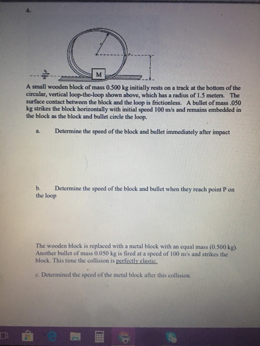 Solved 4. A small wooden block of mass 0.500 kg initially | Chegg.com