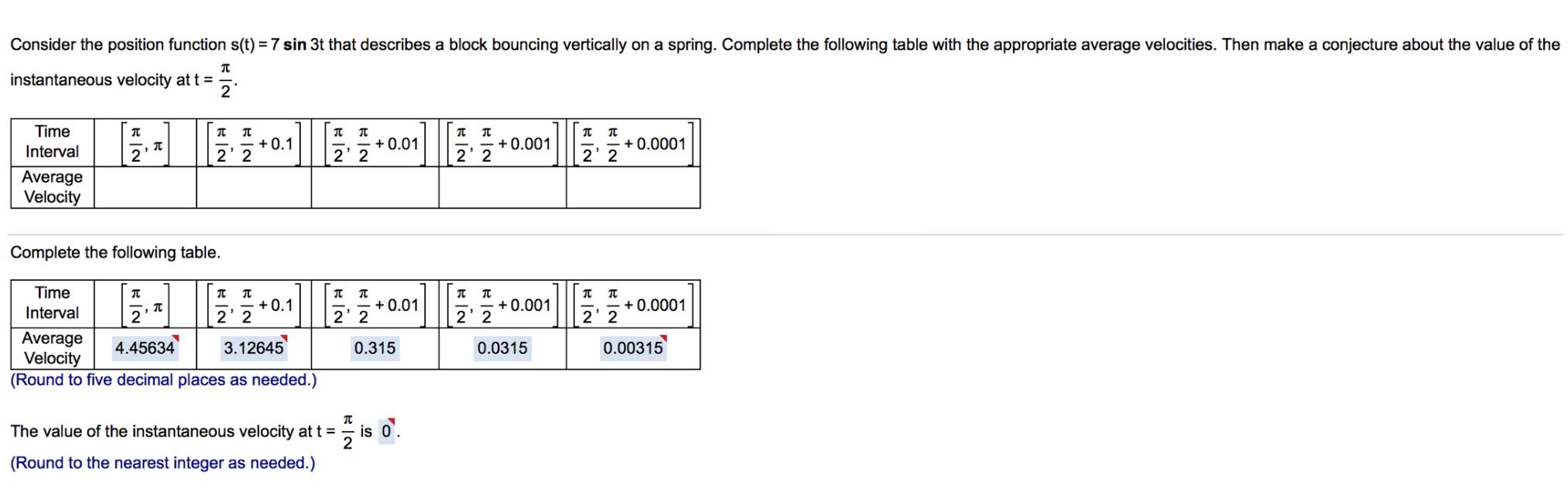 Solved Consider The Position Function S T 7 Sin 3t That