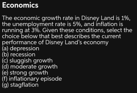 Solved Economics The economic growth rate in Disney Land is | Chegg.com