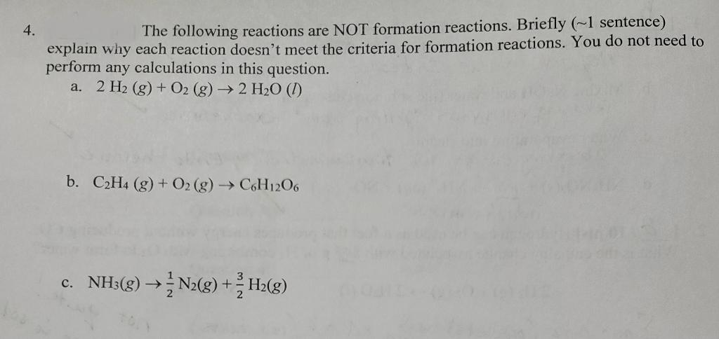 Solved 4. The following reactions are NOT formation | Chegg.com