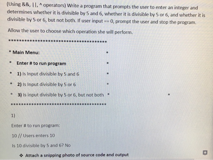 Solved (Using &&, ||, ^operators) Write a program that | Chegg.com