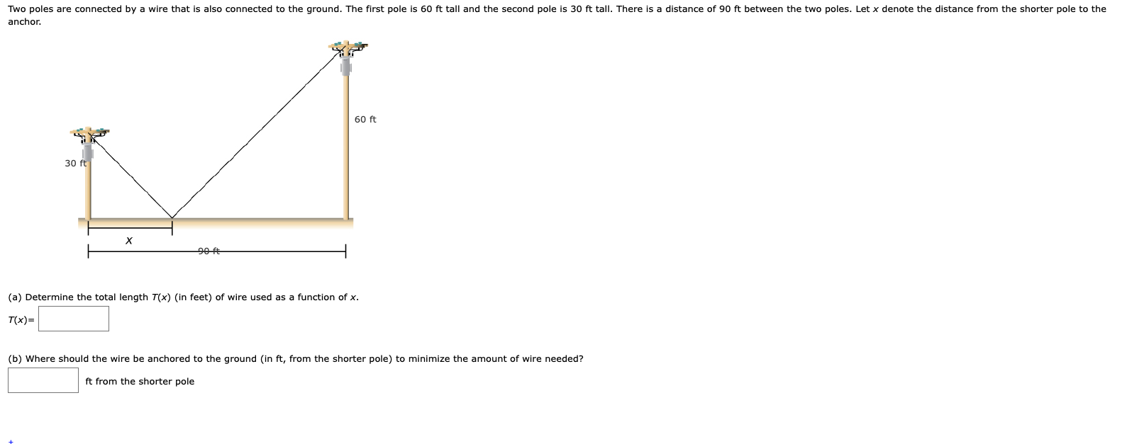Solved Two poles are connected by a wire that is also | Chegg.com