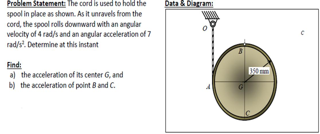 Solved Data & Diagram: Problem Statement: The cord is used | Chegg.com