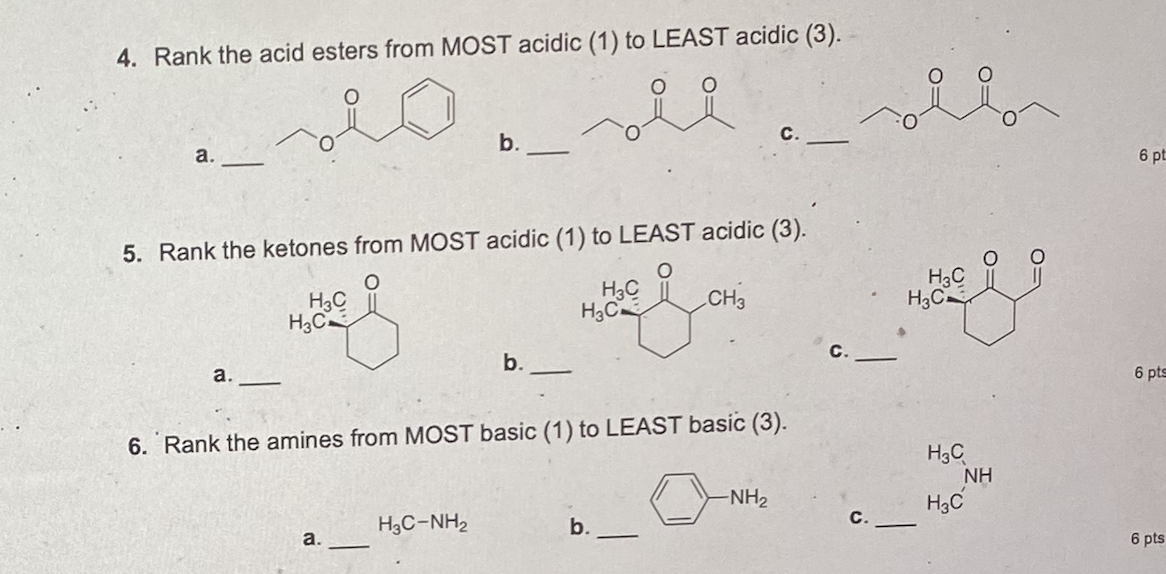 Solved 4. ﻿Rank the acid esters from MOST acidic (1) ﻿to | Chegg.com