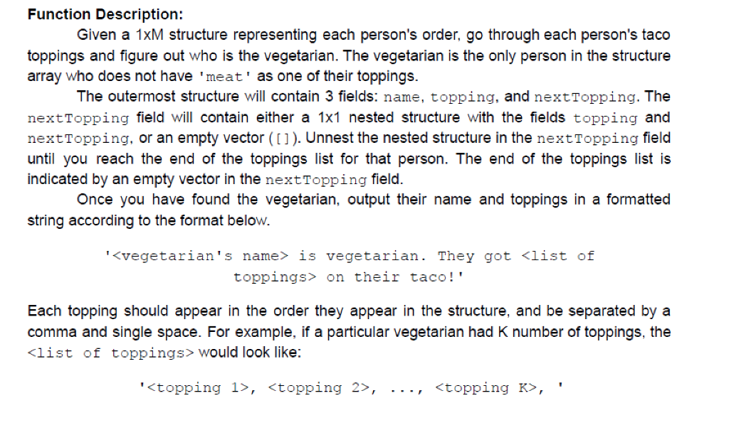 Solved Function Name Stracoday Inputs 1 Struct A 1xm 